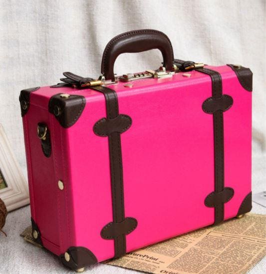 Valise Vintage Cabine Rose Bonbon Marron | Vêtement Vintage